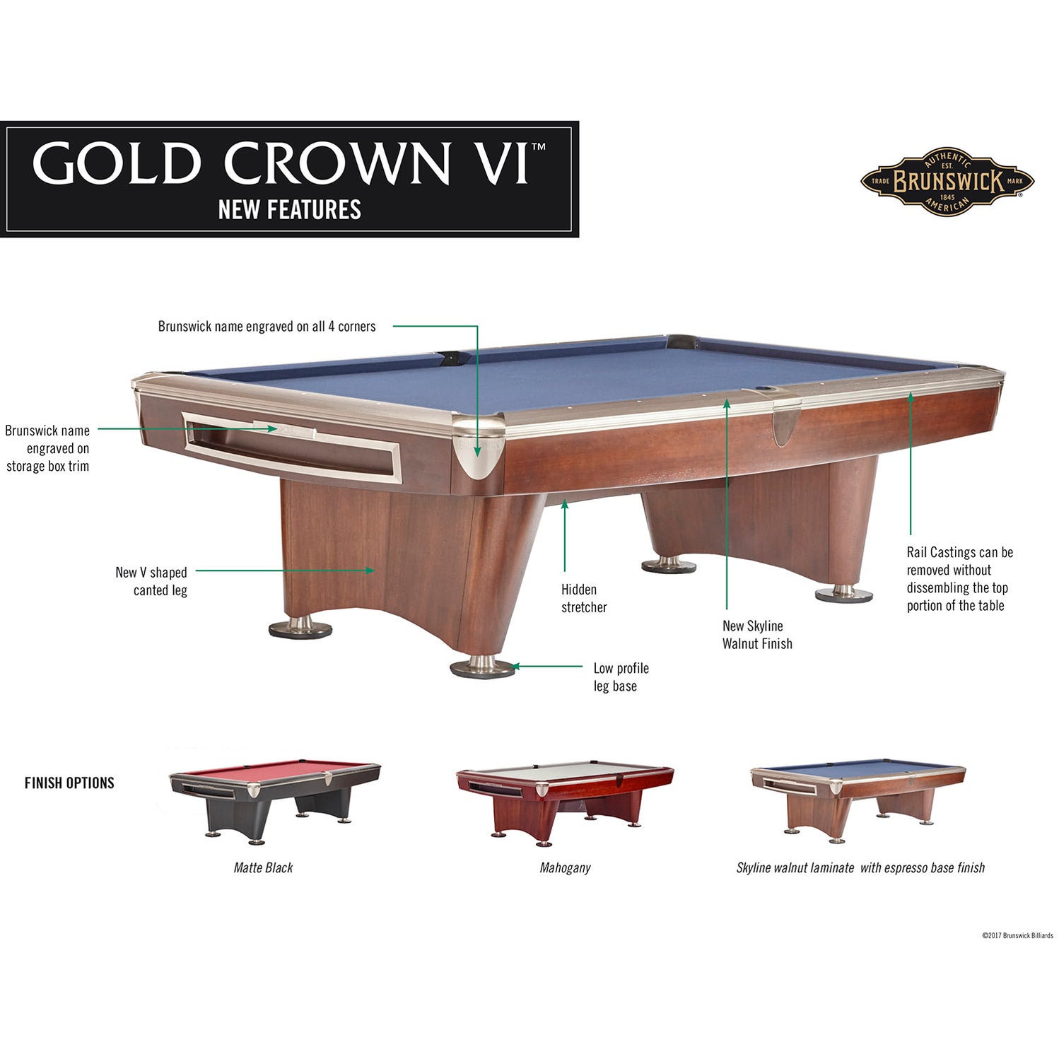Brunswick Gold Crown VI Pool Table — Robbies Billiards & Game Room Design